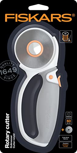 Fiskars Titanium Rotary Cutter, Ø 60 mm, For Right- and Left-handed Users, Orange/White/Grey, 1004753