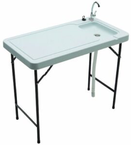 tricam mt-2/skft-44 outdoor fish and game cleaning table with quick-connect stainless steel faucet