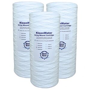 kleenwater 4.5 x 10 inch string wound water filter cartridges, 20 micron, compatible with aqua-pure ap814, pentek wp5bb97p, made in the usa