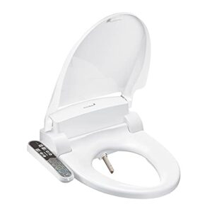 smartbidet sb-2000 bidet seat for elongated toilets - electronic heated toilet seat with warm air dryer and temperature controlled wash functions (white)