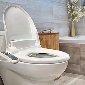 SmartBidet SB-2000 Bidet Seat for Elongated Toilets - Electronic Heated Toilet Seat with Warm Air Dryer and Temperature Controlled Wash Functions (White)