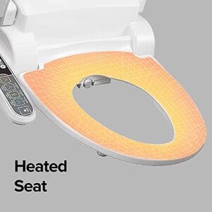 SmartBidet SB-2000 Bidet Seat for Elongated Toilets - Electronic Heated Toilet Seat with Warm Air Dryer and Temperature Controlled Wash Functions (White)