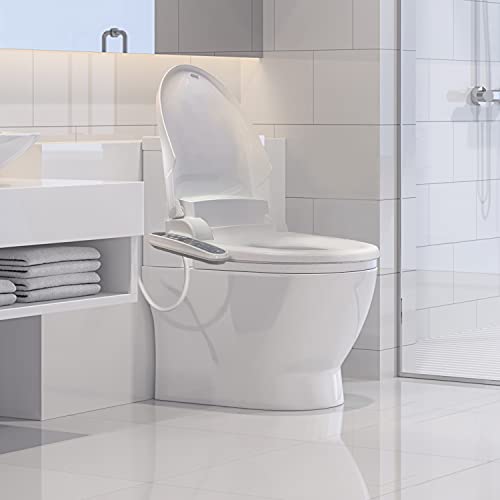 SmartBidet SB-2000 Bidet Seat for Elongated Toilets - Electronic Heated Toilet Seat with Warm Air Dryer and Temperature Controlled Wash Functions (White)