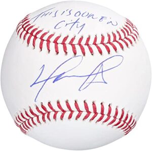 david ortiz boston red sox autographed baseball with "this is our f'n city" inscription - autographed baseballs