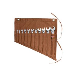 bucketboss 70003 tool and wrench set roll with 11 pockets in brown