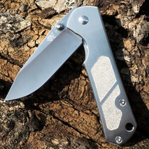 Sanrenmu 7010 Folding Pocket Knife EDC Knife 12C27 Blade Frame Lock Stainless Steel Handle with Clip