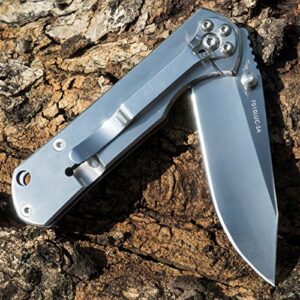 Sanrenmu 7010 Folding Pocket Knife EDC Knife 12C27 Blade Frame Lock Stainless Steel Handle with Clip