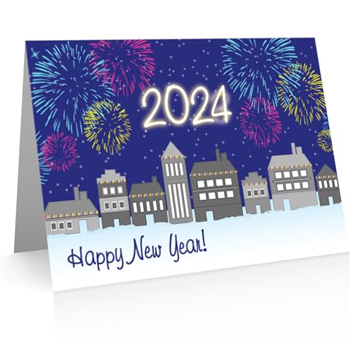 New Year's Holiday Card (24 Fold-over Cards with Blank Envelopes)