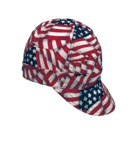 mutual industries 00336-00000-6625 kromer usa flag style welder cap 6 5/ 8, cotton, length 5", width 6"