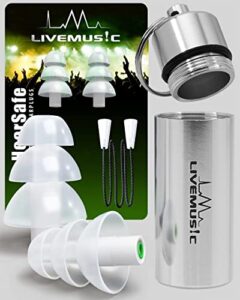 livemus!c hearsafe ear plugs - high fidelity earplugs for musician, concert, drummer, dj & clubbing - reusable, comfortable - noise protection, cancelling (standard size)