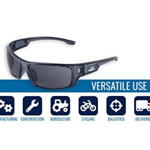 Bullhead Safety Eyewear Dorado Anti Fog Safety Glasses with Dual Lenses, ANSI Z87+, Anti-Scratch Coating and UV Light Protection, Dark Smoke Lenses, Crystal Black Frame