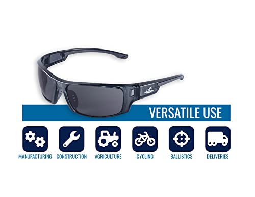 Bullhead Safety Eyewear Dorado Anti Fog Safety Glasses with Dual Lenses, ANSI Z87+, Anti-Scratch Coating and UV Light Protection, Dark Smoke Lenses, Crystal Black Frame