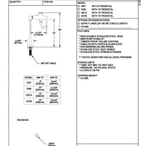 Fisher 12726 Glass 14" Pedestal Filler Faucet