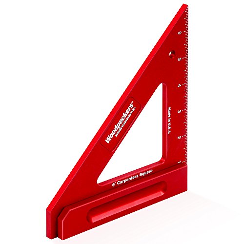 Woodpeckers Carpenters Precision Square, 6 Inch, Combination 90 and 45 Degree, Red Anodized Aluminum, Woodworking Tools Made in The USA for Carpentry Furniture Building