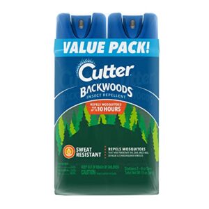 cutter backwoods insect repellent (2 pack), repels mosquitos for up to 10 hours, 25% deet, 6 ounce (aerosol spray)