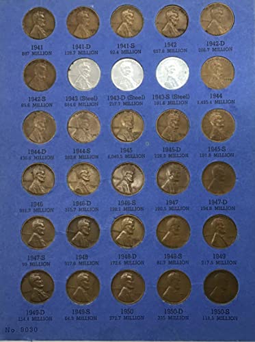 Complete Lincoln Wheat Penny Cent Collection Album 1941 - 1958 P D S Set