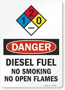 smartsign - s-9400-eu-14 "danger - diesel fuel, no smoking no open flames" nfpa label | 10" x 14" laminated vinyl 10" x 14" vinyl label