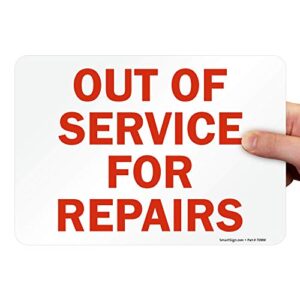 smartsign - u9-1911-mg_7x10 "out of service for repairs" sign | 7" x 10" magnetic red on white