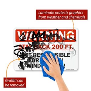 SmartSign - S-9933-RE-12x18-D1 Warning - Stay Back 200 Ft, Not Responsible For Broken Windshields Truck Label By | 12" x 18" 3M Engineer Grade Reflective Black/Red on White