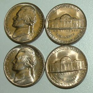 1950 - pd jefferson nickel gem bu set