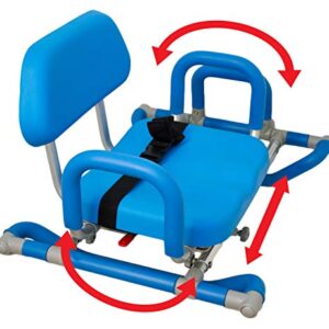 HydroSlide Sliding Shower Chair for Bathtub, Elderly Assistance Products, Transfer Chair Assist for Seniors, Disabled Products for Adults, Bathroom Aid, Padded Swivel Seat, Back, & Handles, Adjustable (Blue)