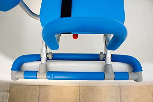 HydroSlide Sliding Shower Chair for Bathtub, Elderly Assistance Products, Transfer Chair Assist for Seniors, Disabled Products for Adults, Bathroom Aid, Padded Swivel Seat, Back, & Handles, Adjustable (Blue)