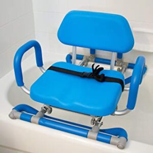 HydroSlide Sliding Shower Chair for Bathtub, Elderly Assistance Products, Transfer Chair Assist for Seniors, Disabled Products for Adults, Bathroom Aid, Padded Swivel Seat, Back, & Handles, Adjustable (Blue)