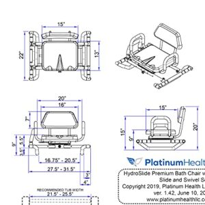 HydroSlide Sliding Shower Chair for Bathtub, Elderly Assistance Products, Transfer Chair Assist for Seniors, Disabled Products for Adults, Bathroom Aid, Padded Swivel Seat, Back, & Handles, Adjustable (Blue)