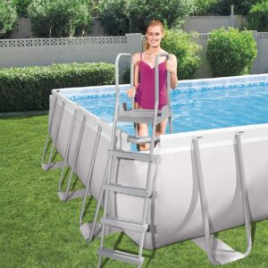 Bestway Flowclear Above Ground Swimming Pool Ladder 52” | Corrosion-Resistant Metal Frame with Heavy Duty Plastic Steps