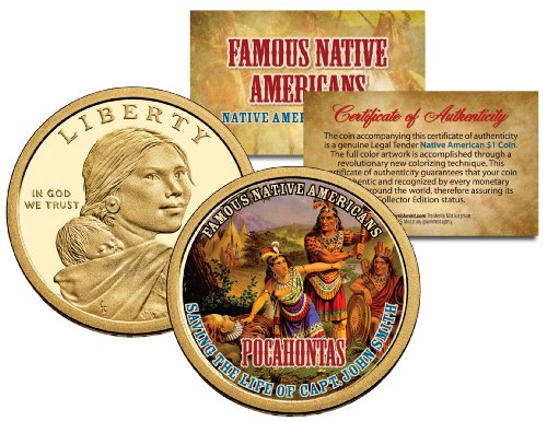 POCAHONTASFamous Native Americans Sacagawea Dollar US Coin JOHN SMITH Indians