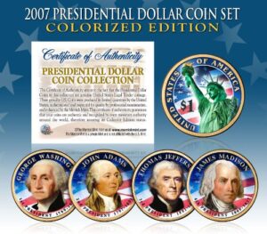 2007 presidential $1 dollar colorized president 4-coin complete set w/capsules