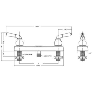 Laguna Brass 3320CP/4010CP Mobile Home Non-Metallic Two Handle 8" Shower Faucet Valve with Matching Shower Head/Arm/Flange Chrome Finish