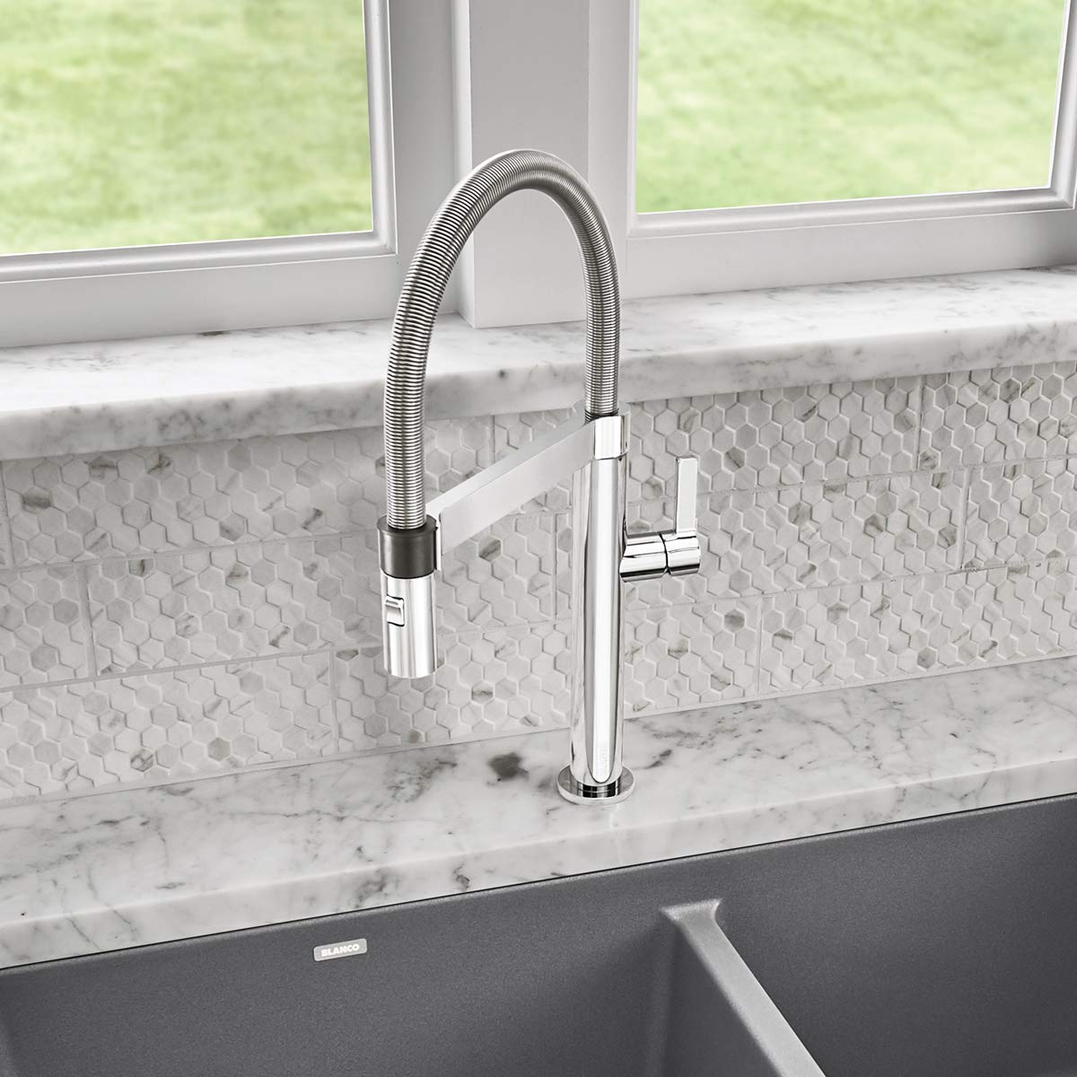 BLANCO, Polished Chrome 441622 CULINA MINI Semi-Pro Kitchen Faucet with Magnetic Handspray, 2.2 GPM