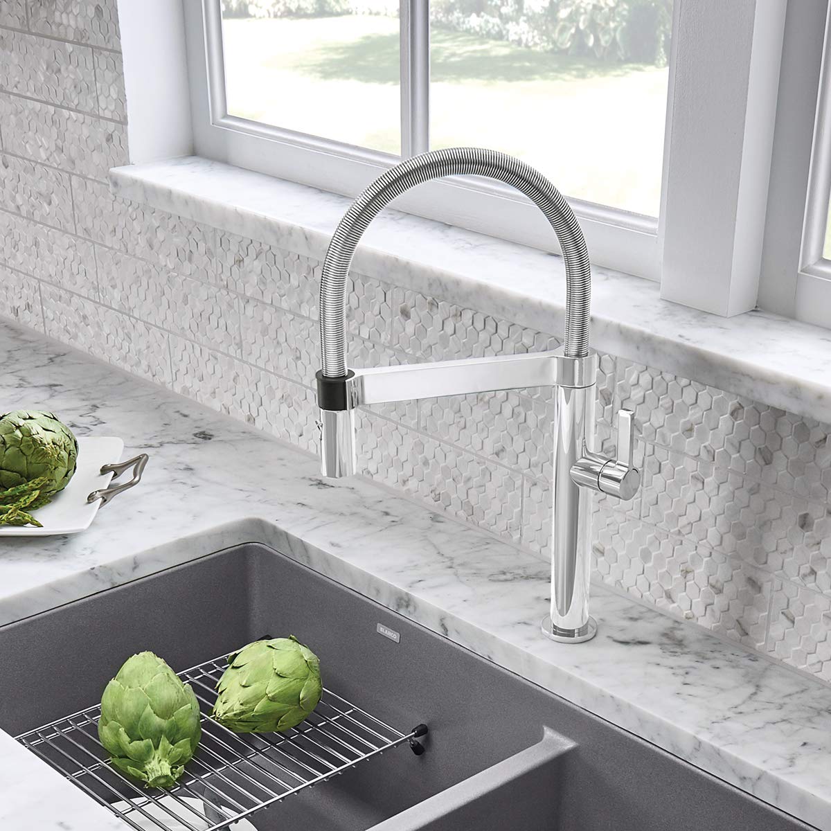 BLANCO, Polished Chrome 441622 CULINA MINI Semi-Pro Kitchen Faucet with Magnetic Handspray, 2.2 GPM