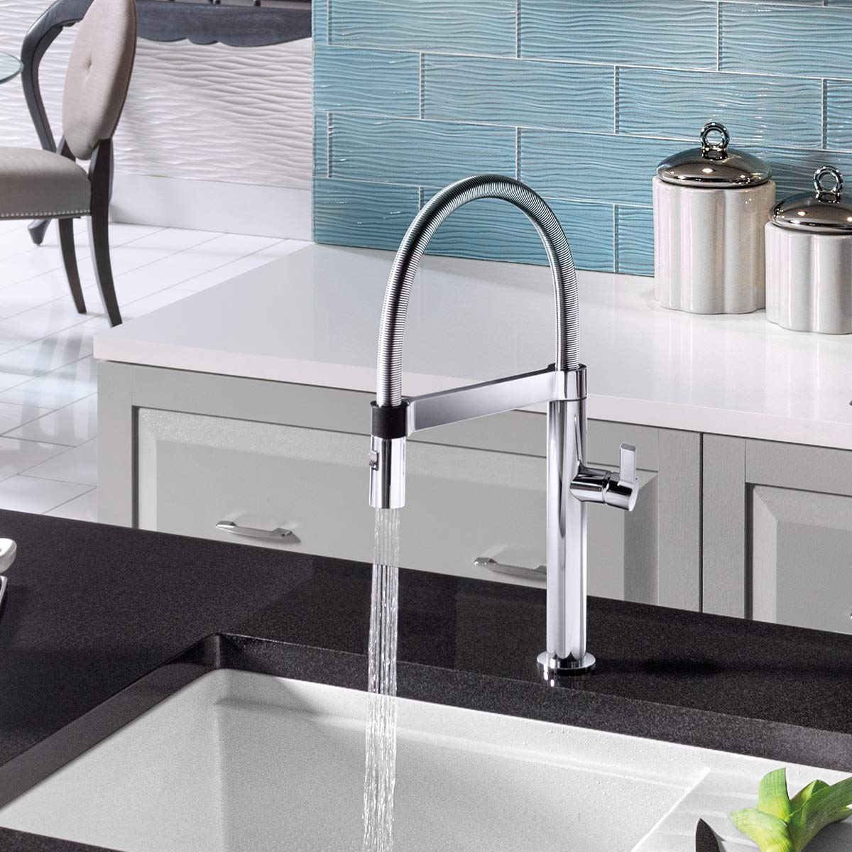 BLANCO, Polished Chrome 441622 CULINA MINI Semi-Pro Kitchen Faucet with Magnetic Handspray, 2.2 GPM