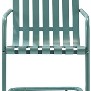 Crosley Furniture Gracie 3-Piece Retro Metal Outdoor Conversation Set with Side Table and 2 Chairs - Caribbean Blue