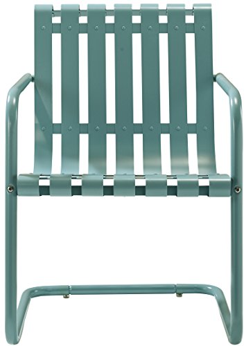 Crosley Furniture Gracie 3-Piece Retro Metal Outdoor Conversation Set with Side Table and 2 Chairs - Caribbean Blue