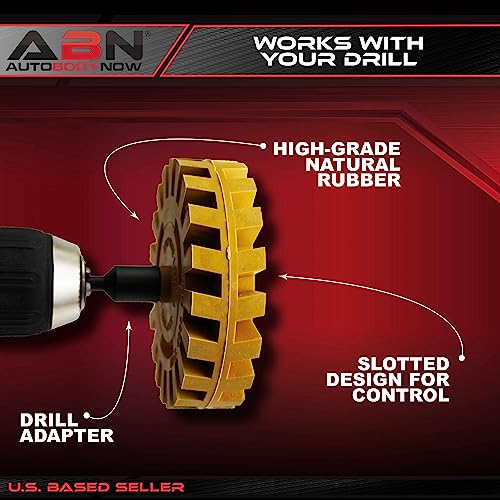 ABN Rubber Eraser Wheel with Drill Adapter 1-Pack – Pinstripe, Double Sided Adhesive, Vinyl Decal, Graphics Removal Tool