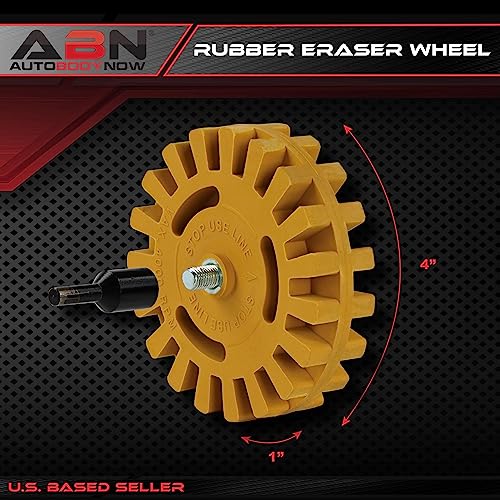 ABN Rubber Eraser Wheel with Drill Adapter 1-Pack – Pinstripe, Double Sided Adhesive, Vinyl Decal, Graphics Removal Tool