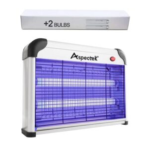 aspectek powerful 20w electronic insect indoor zapper, bug zapper, fly zapper, mosquito killer-indoor use including 2 pack replacement bulbs