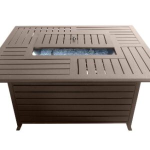 Hiland FS-1010-T-12 Fire Pit Propane w/Glass, Square, Hammered Bronze