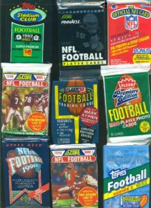 100 old vintage football cards ~ in sealed wax packs card lot