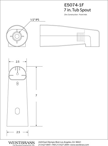 Westbrass 7" Tub Spout for Copper Pipe, Oil Rubbed Bronze, E5074-1F-12