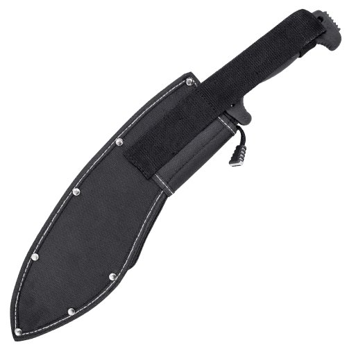 SOG SOGfari Kukri Machete MC11-N - Hardcased Black 12"" Blade w/ Saw Back, Rubber Handle, Nylon Sheath, black