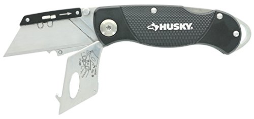 Husky Folding Sure-Grip Lock Back Utility Knives Multi Pack (3 Piece Set: 3 x Husky Knives w/ Blades) (Colors Vary)