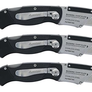 Husky Folding Sure-Grip Lock Back Utility Knives Multi Pack (3 Piece Set: 3 x Husky Knives w/ Blades) (Colors Vary)