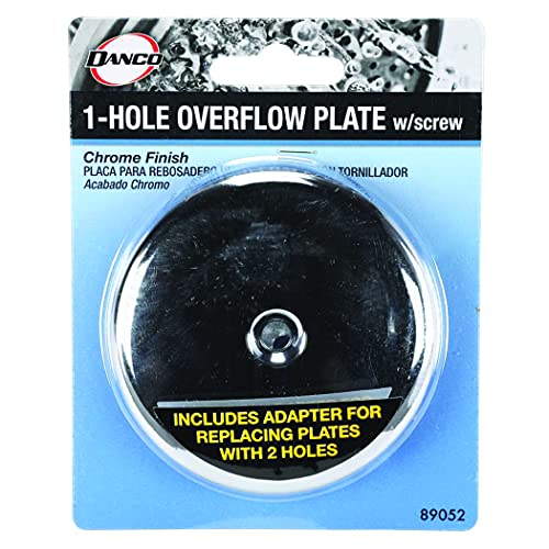 Danco Single Tub Drain Overflow Plate | One Hole | Screw Included, Chrome (89052)