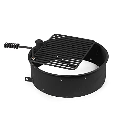 Titan Great Outdoors 24-in Steel Fire Ring with 15.5-in. x 19.5-in. Grate, Outdoor Cooking Camping