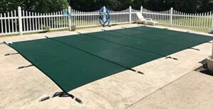 waterwarden inground pool safety cover 18' x 40', rectangle, 15-year warranty, ul classified to astm f1346, triple stitched for max strength, abrasion resistant, hardware included, green mesh