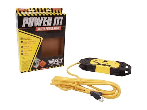 Tripp Lite Power IT! Safety Power Strip with Safety Covers, 8 OUTLETS, 15 FT Cord, Yellow/Black